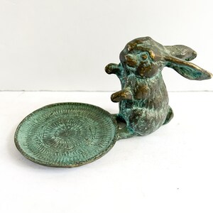 Small Vintage Rabbit Tray, Verdigris Bronze / Brass, Trinket Dish ...