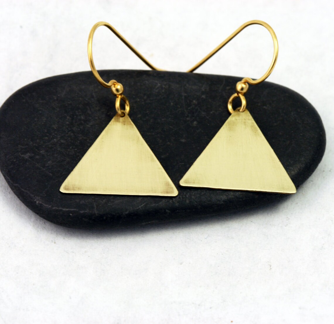 Triangle Earrings Gold brass Geometric Jewelry Minimalist - Etsy