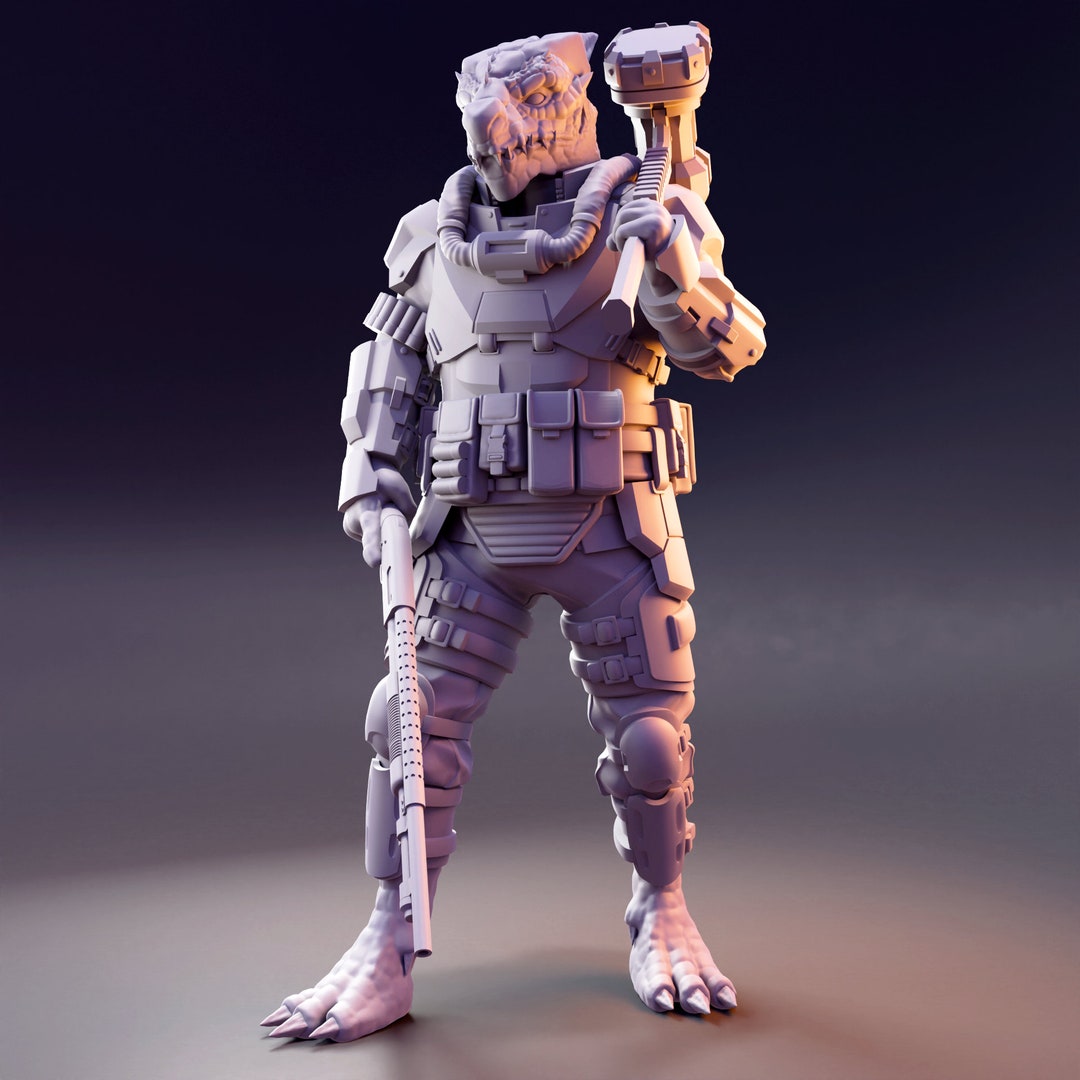Cyberpunk/ Sci-fi Dragonborn Miniature Character Model - Etsy UK