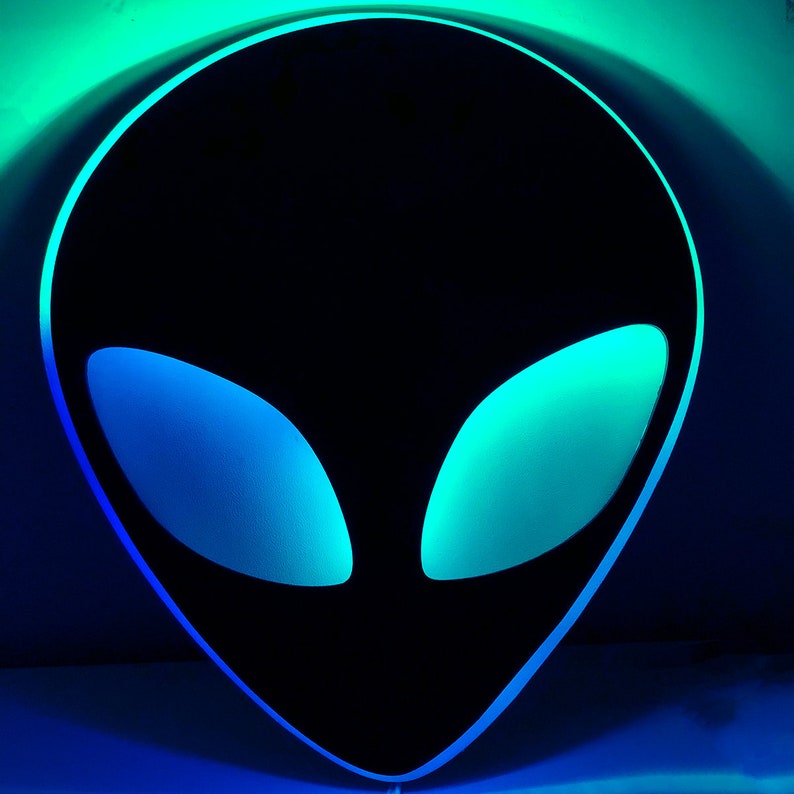 Alien Silhouette Wall Decoration Multicolored Pixel Leds Remote Control ...