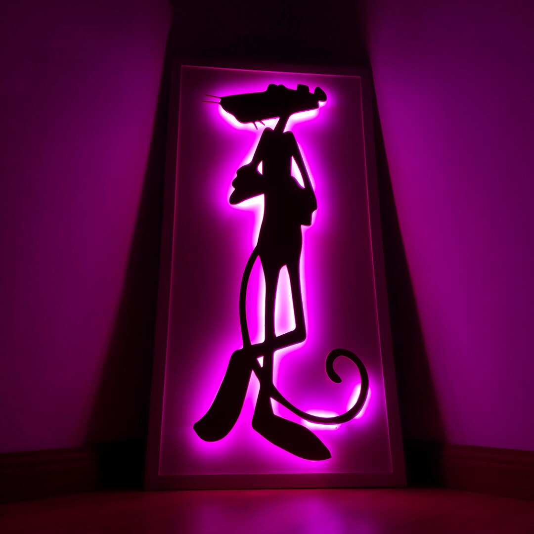 LED Box Pink Panther Pink Panther LED Light Art Lamp - Etsy