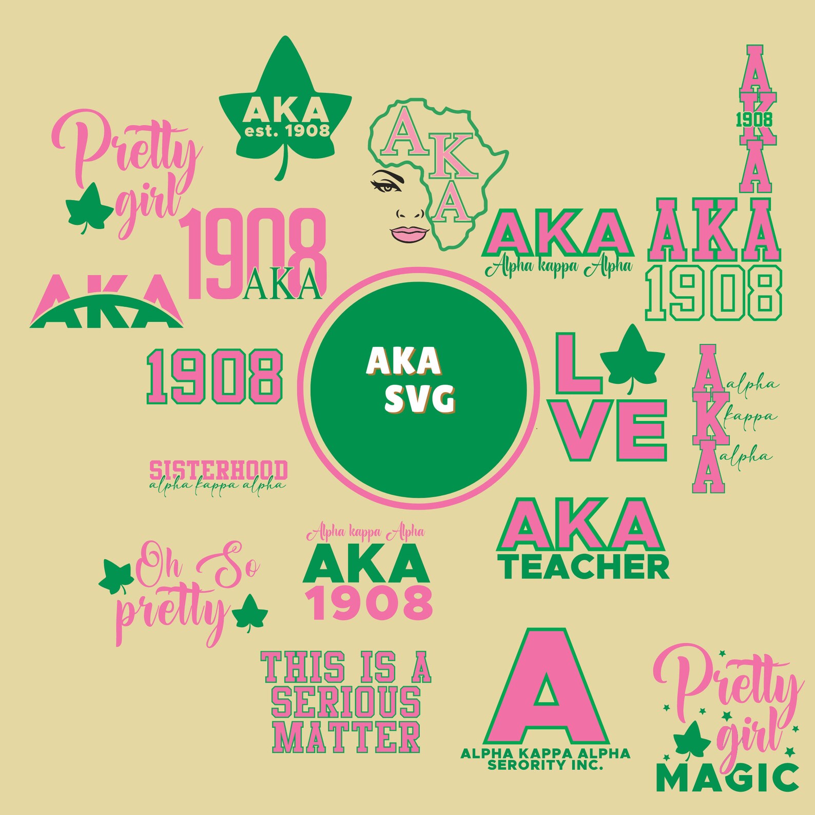 AKA Svg, Alpha Kappa Alpha Sorority Svg, 14 Designs Bundle,greek Svg ...