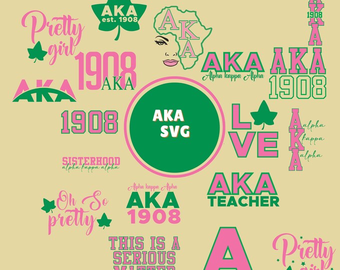 AKA Svg, Alpha Kappa Alpha Sorority Svg, 14 Designs Bundle,greek Svg ...