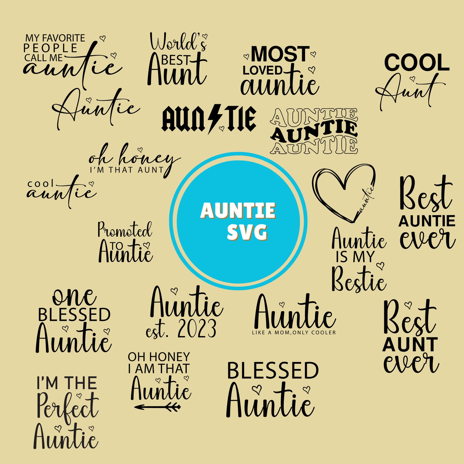 Aunt Svg Bundle, Cool Aunt Svg, Auntie Svg Bundle, Aunt Quotes Svg ...