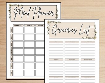 INSTANT DOWNLOAD Printable Menu Download and Weekly Menu Planner ...