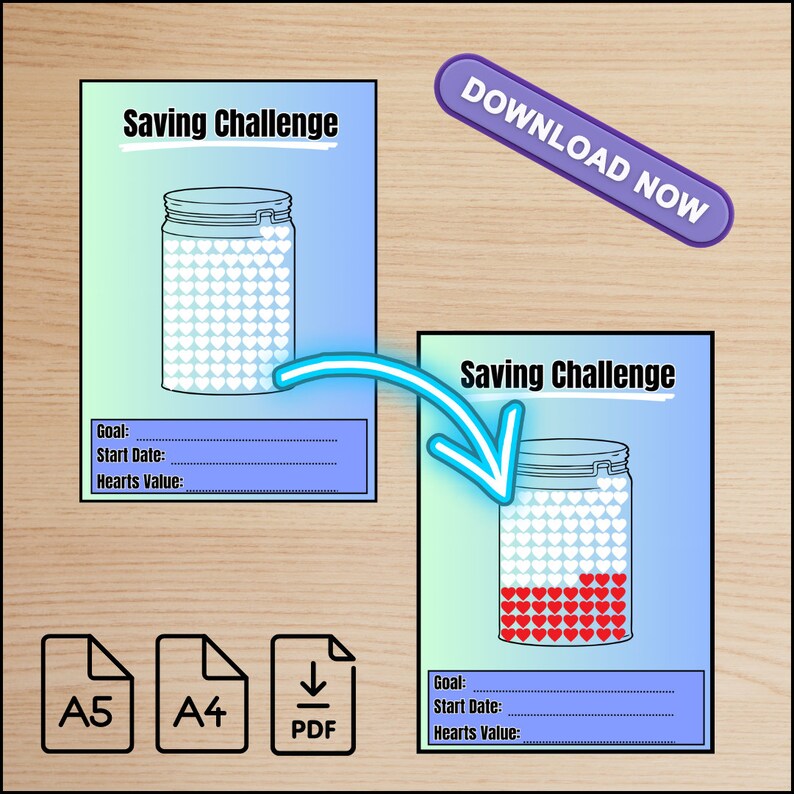 Saving Challenge Printable Savings Tracker Journal Page A5, A4 Savings ...