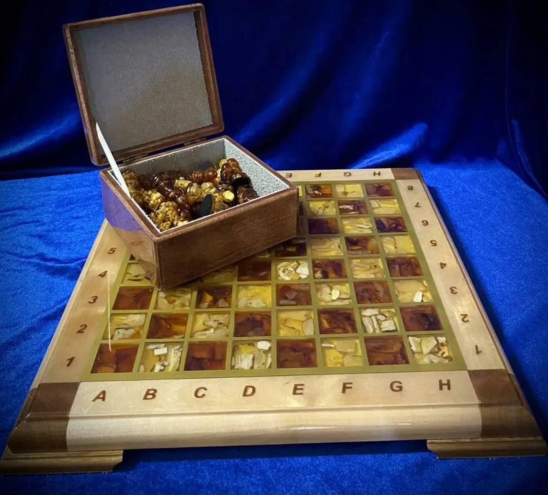 Handmade Amber Chess Set: Modern Wooden Board, Luxury Gift - Etsy