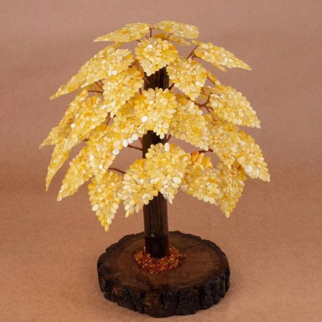 Baltic Amber Money Tree: Royal Amber Leaves, Feng Shui Decor - Etsy