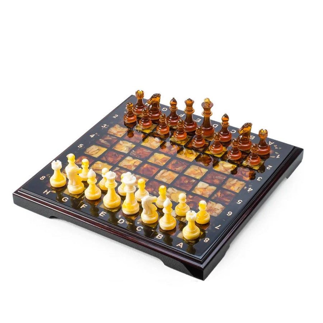 Lacquered Chessboard Inlaid With Baltic Amber,wooden Chessboard,modern ...