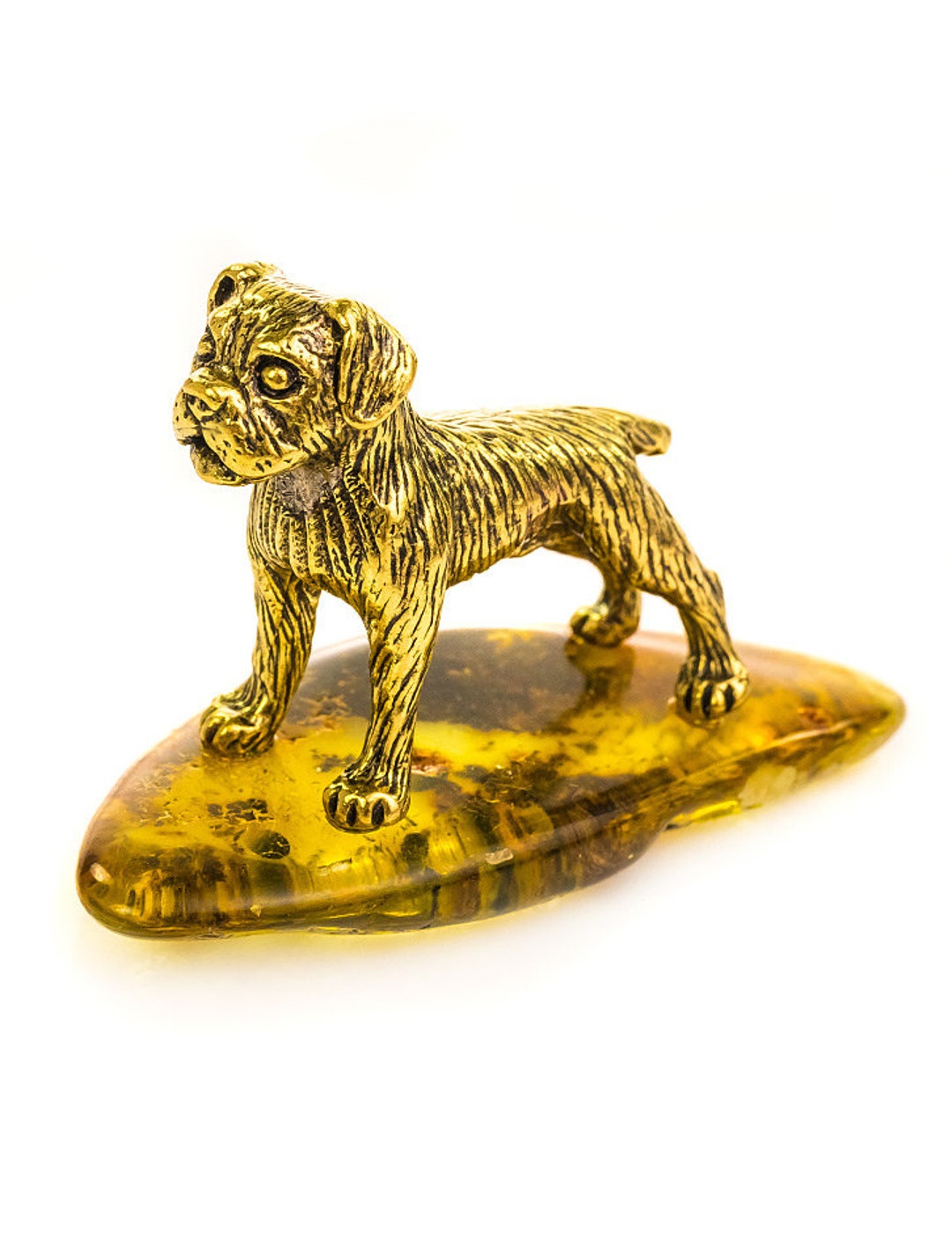 Souvenir Dog Figurine With Natural Solid Baltic Amber boxer,baltic ...