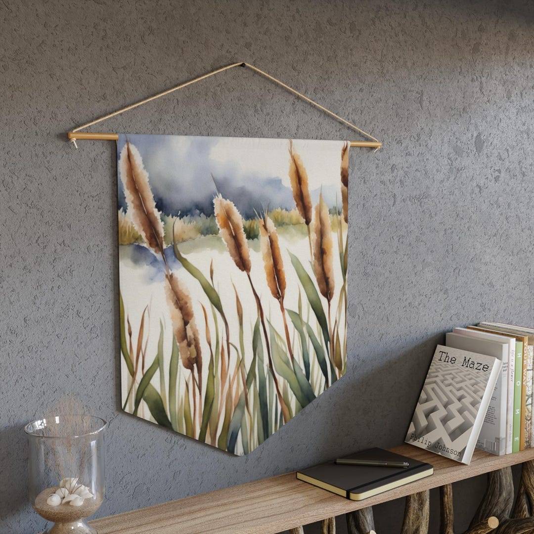 Simply Pretty Home Decor of Cattails Pennant Hanging for Any Room ...
