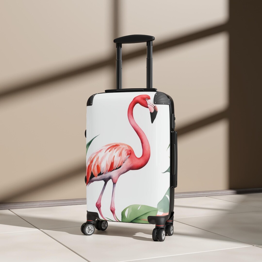 Suitcase With a Flamingo Theme. Flamingo Lovers Gifts and Purchases ...