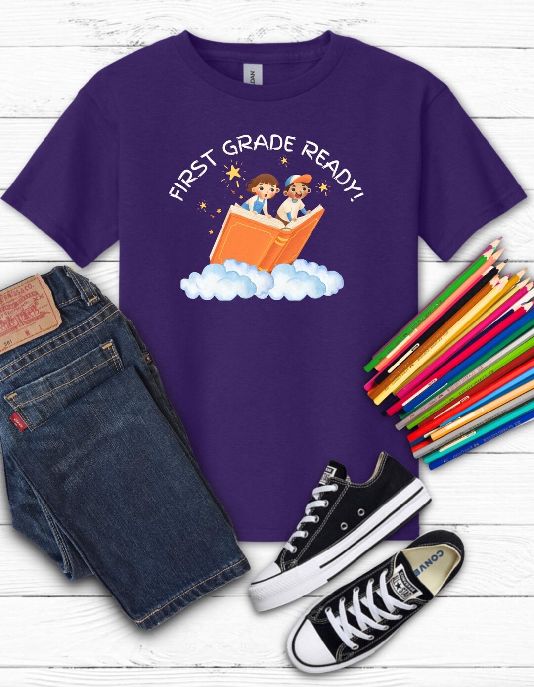 Kids Tee First Grade Shirts. First Grader Shirts. First Day of School ...