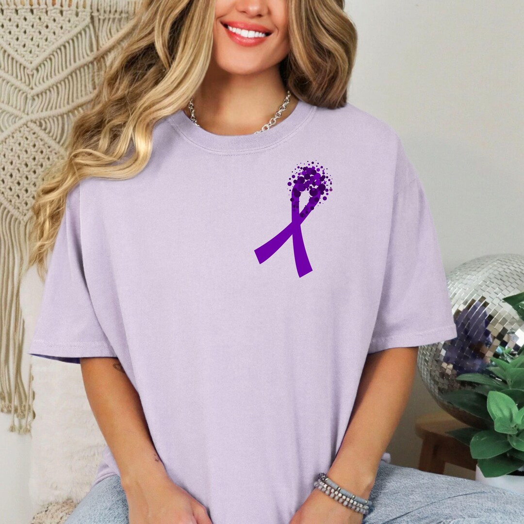 Fibromyalgia Awareness Purple Ribbon Crewneck Tshirt. Fibromyalgia ...