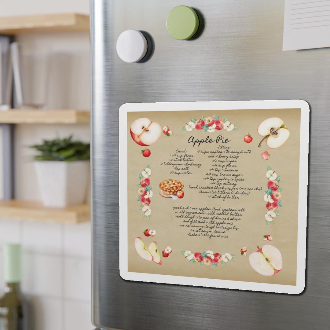 Apple Pie Recipe on Magnet Decoration, Baking Themed, Cooking Themed ...