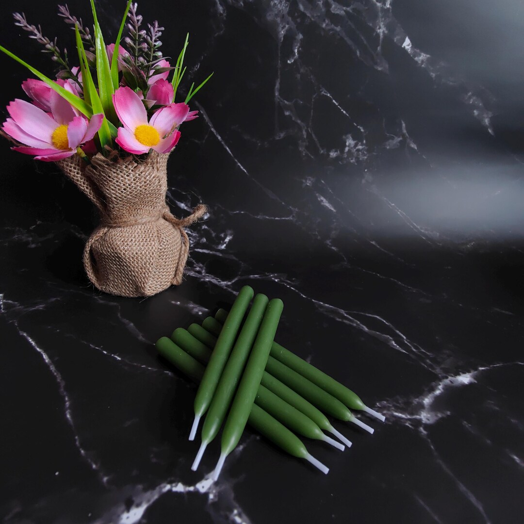 Excellent Small Green Hand-dipped Beeswax Taper | Pillar | Meditation ...