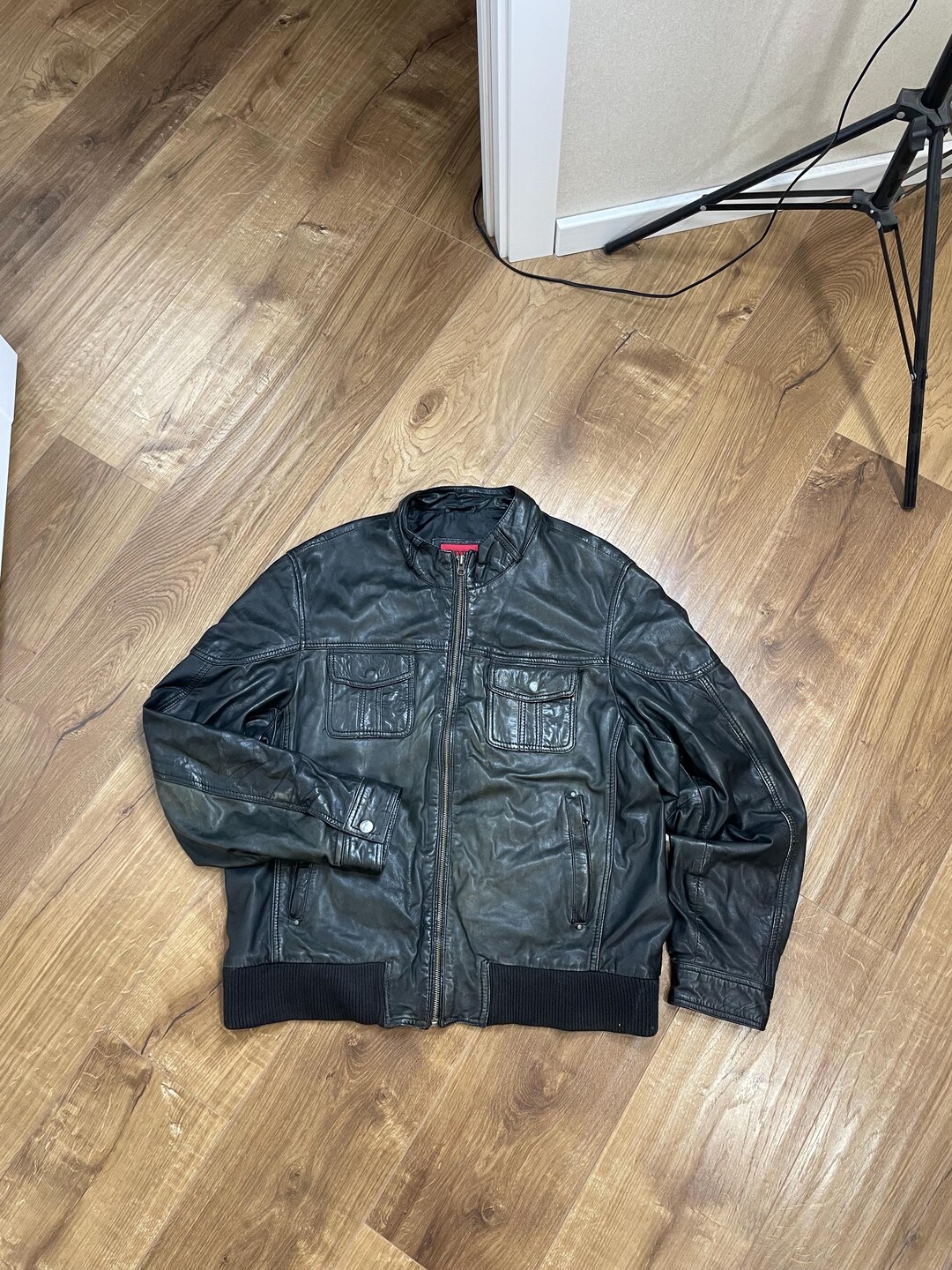 Vintage Genuine Leather Aviator Leather Bomber Jacket Garment Dyed ...