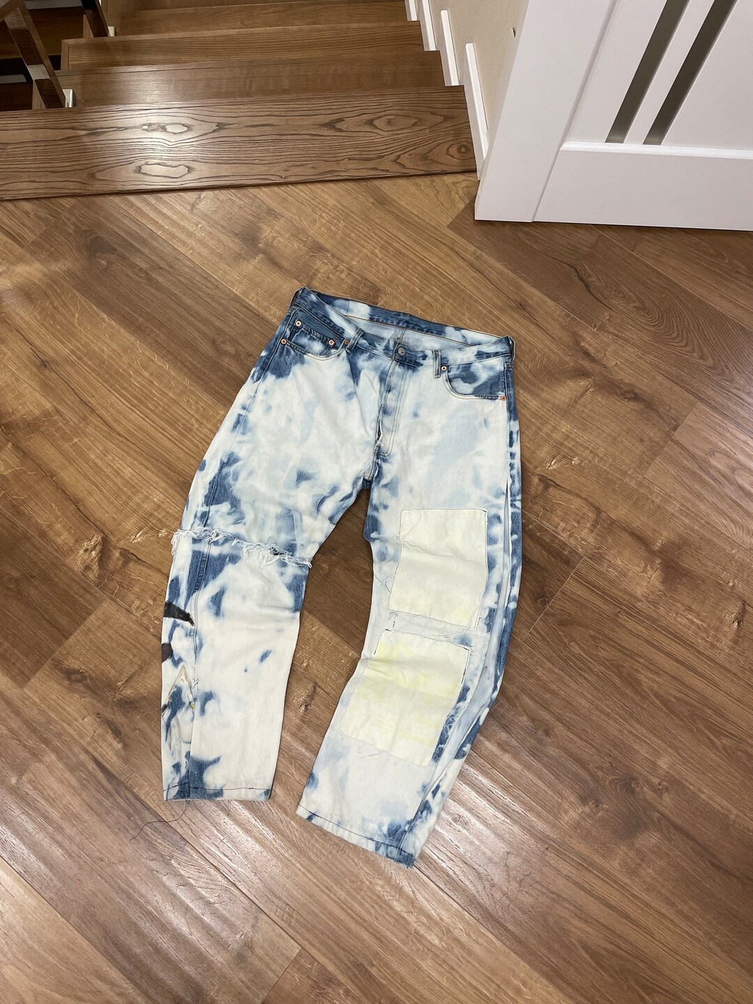 Vintage Levis 501 Custom Pokemon Pikachu Blue Denim Jeans Pants ...