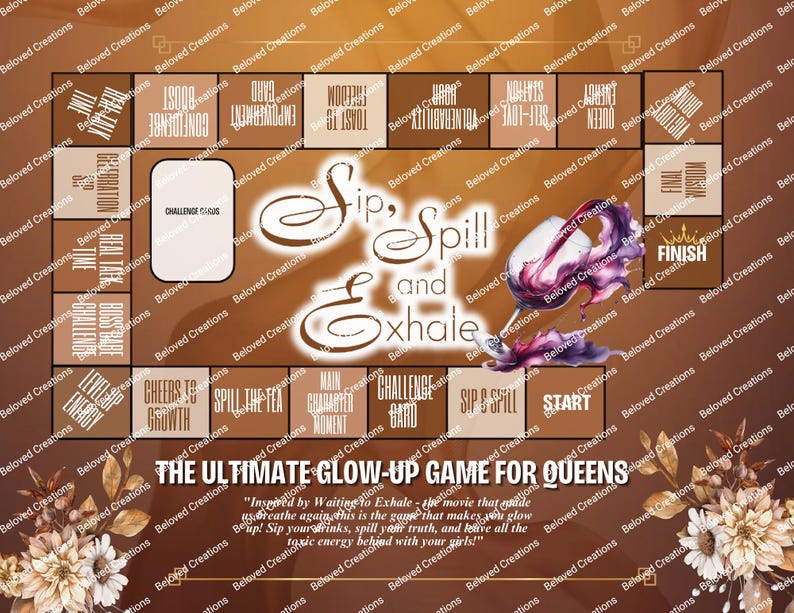 Sip Spill Exhale Game: Girls Night Empowerment Board Game (digital ...