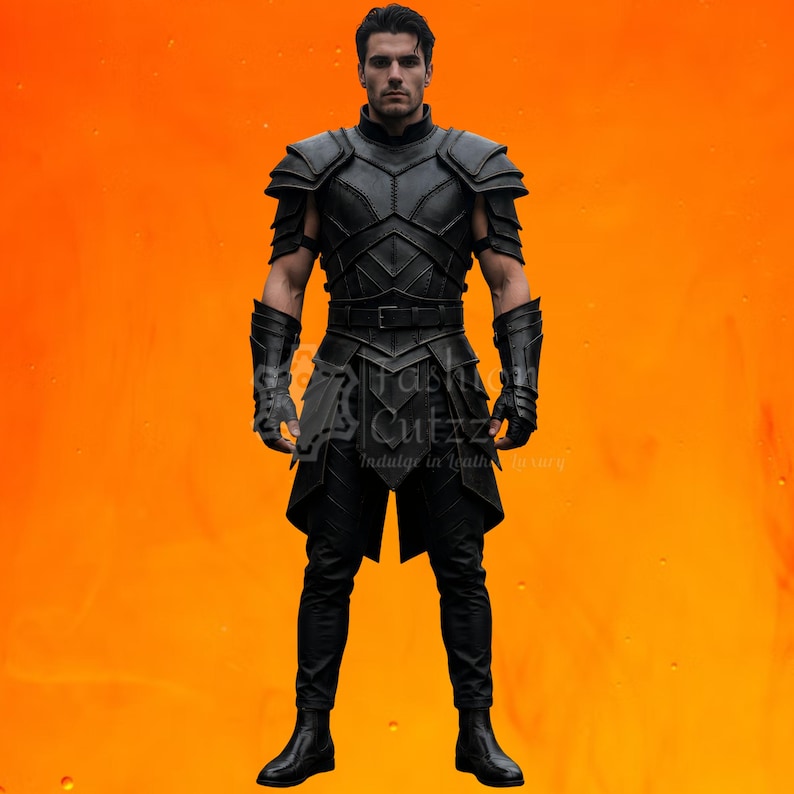 Handcrafted Black Leather Knight Armor Suit | Renaissance Gothic ...