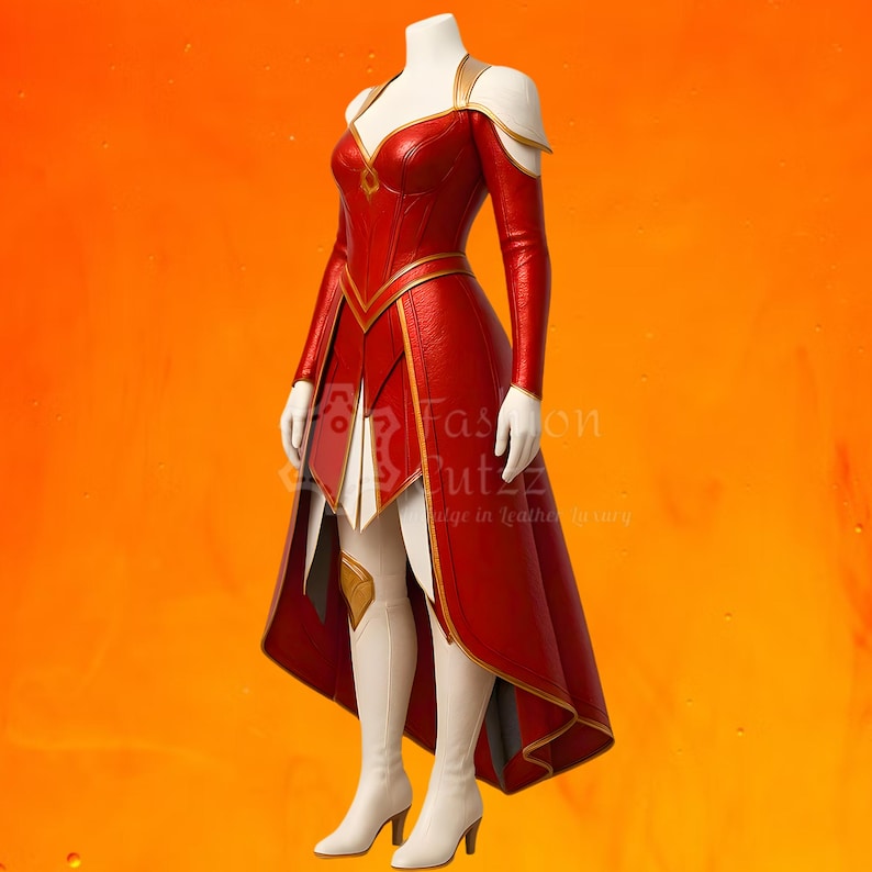 Phoenix Queen Red Leather Mage Armor Dress | Christmas Fantasy Warrior ...
