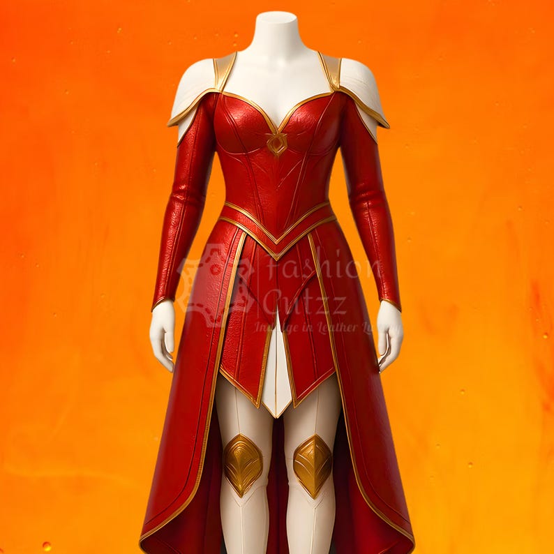 Phoenix Queen Red Leather Mage Armor Dress | Christmas Fantasy Warrior ...