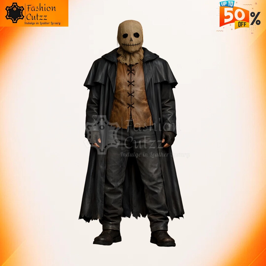 Black Apocalypse Gothic Leather Scarecrow Costume | Fantasy Hooded ...