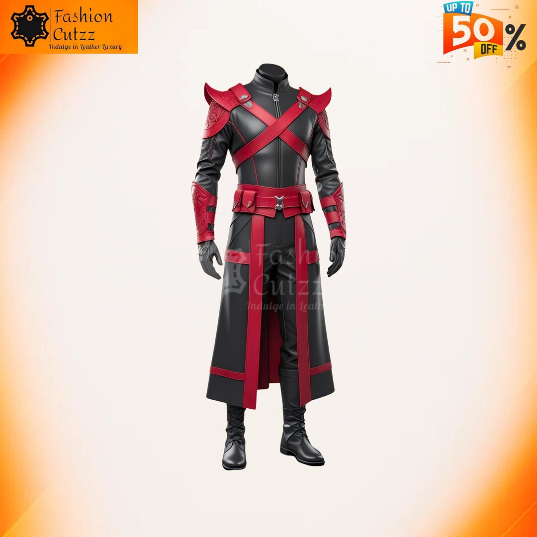 Handcrafted Red & Black Leather Creed Assassin Costume | Heavy Duty ...