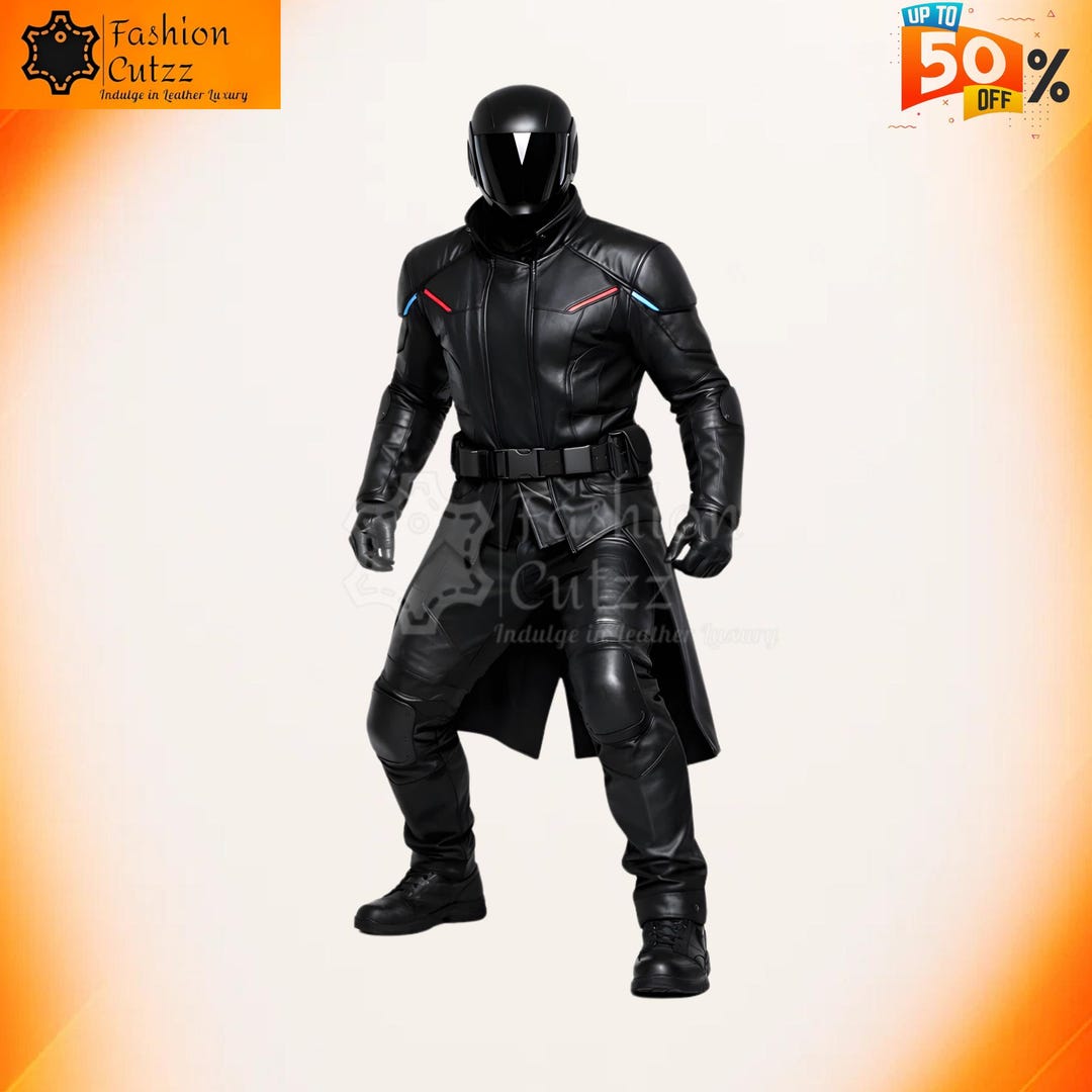Cyberpunk Shadow Black Vigilante Leather Costume | Futuristic Dark Hero ...