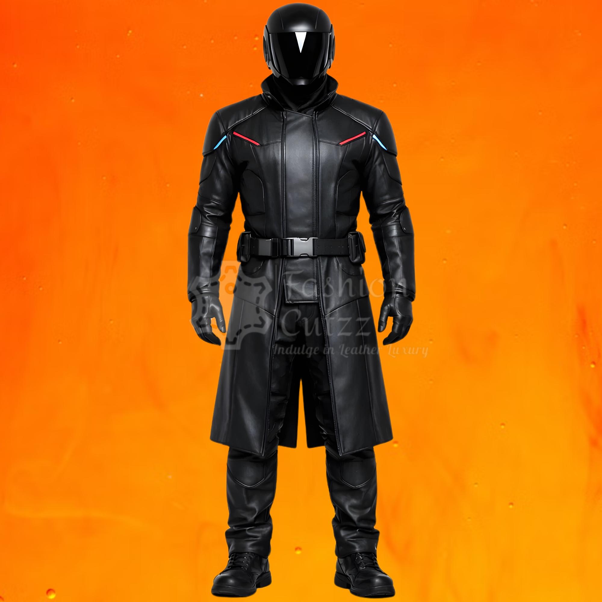 Cyberpunk Shadow Black Vigilante Leather Costume | Futuristic Dark Hero ...