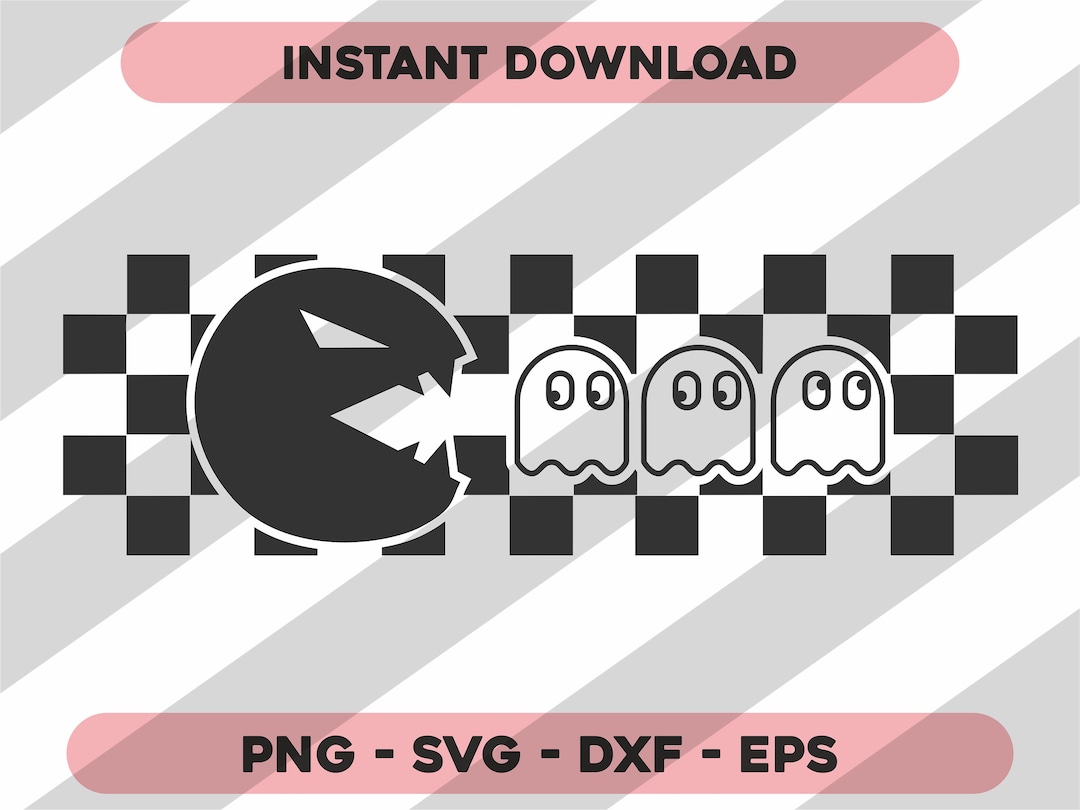 Pacman Checkerd Svg, Halloween Pacman Svg, Horror Pacman Svg, Scary ...