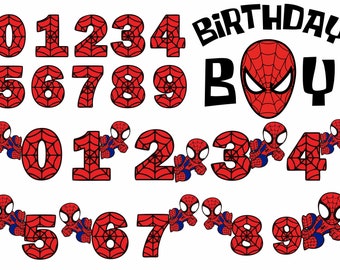 Spidey Birthday Numbers SVG Png, Birthday Boy Spiderman Png, Birthday ...