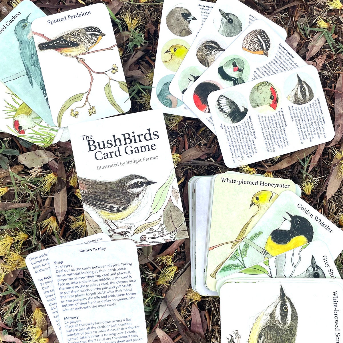 THE BUSH BIRDS Australian Birds Card Game by Printmaker Artist Bridget ...