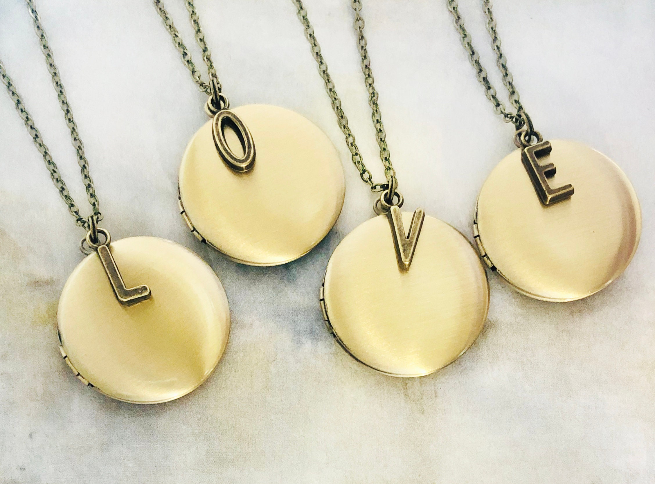 Personalized Initial Photos Brass Locket Necklace Photo | Etsy