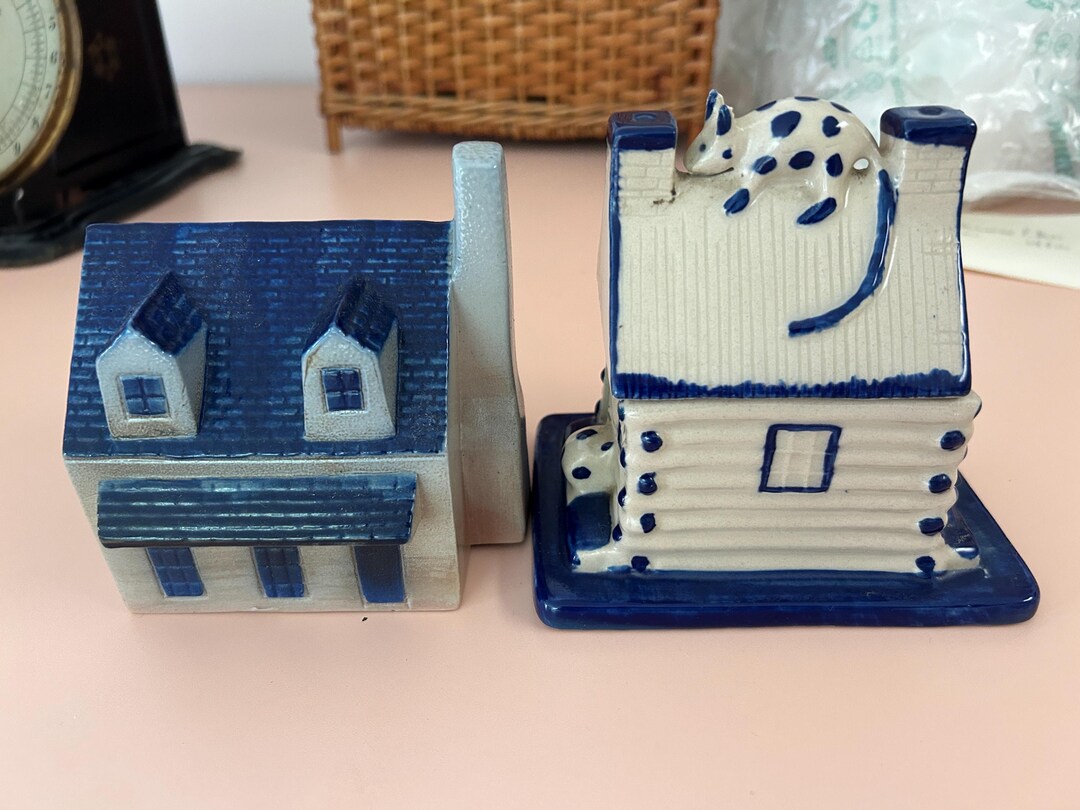 Blue and Gray Pottery Houses - Etsy