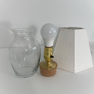 Small Fillable Table Lamp: Glass Base, Linen Lampshade, Coastal Decor ...