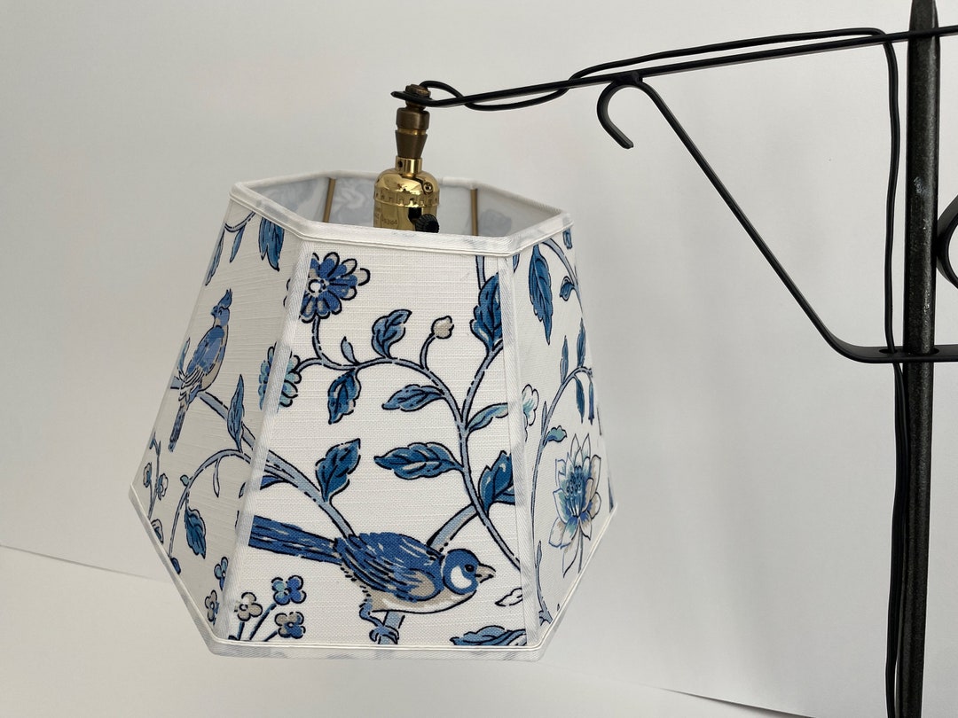 Blue Floral Bird Fabric Lampshade - Uno Bridge Lamp - Etsy