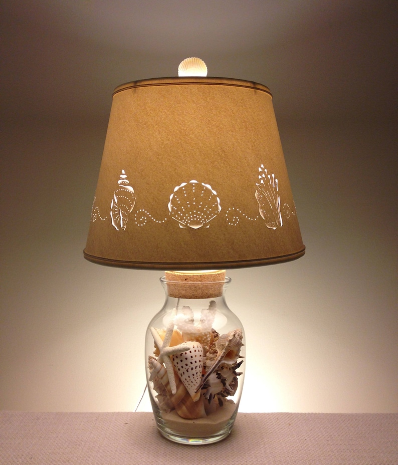 Fillable Seashell Lamp: Pierced Paper Lampshade, Glass Base - Etsy