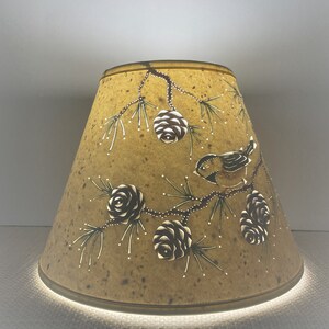 Chickadee Pine Cone Lamp Shade: Rustic Bird Clip-on Shade - Etsy