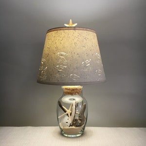Fillable Coastal Lamp With Sandpiper Shade & Starfish Finial - Etsy