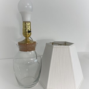 Small Fillable Table Lamp: Glass Base, Linen Lampshade, Coastal Decor ...