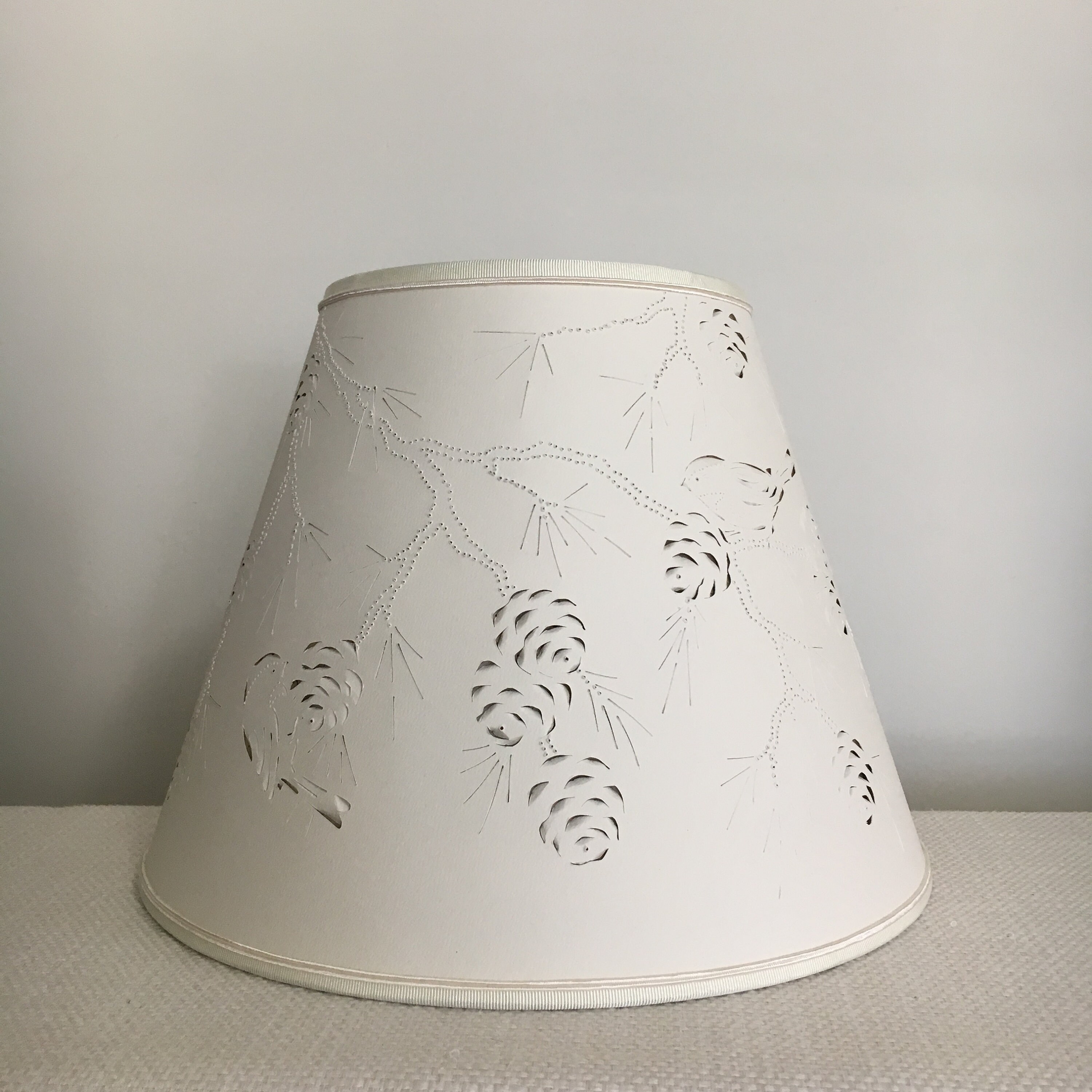 Chickadee & Pine Cone Lamp Shade: Pierced Woodland Design - Etsy