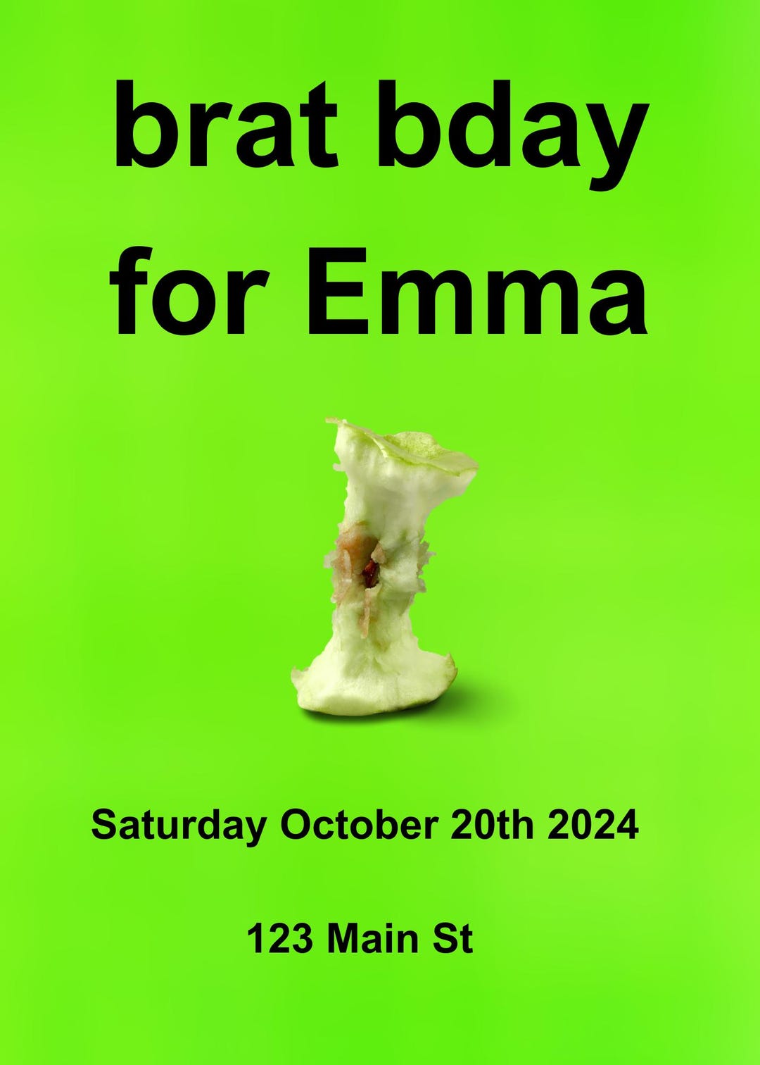 BRAT Birthday Invitation Template for Social Media, Sharing, Printing ...