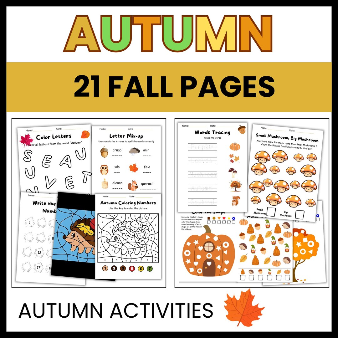 Fall Worksheets Fall Activity Pages Autumn Worksheets Autumn Activities ...