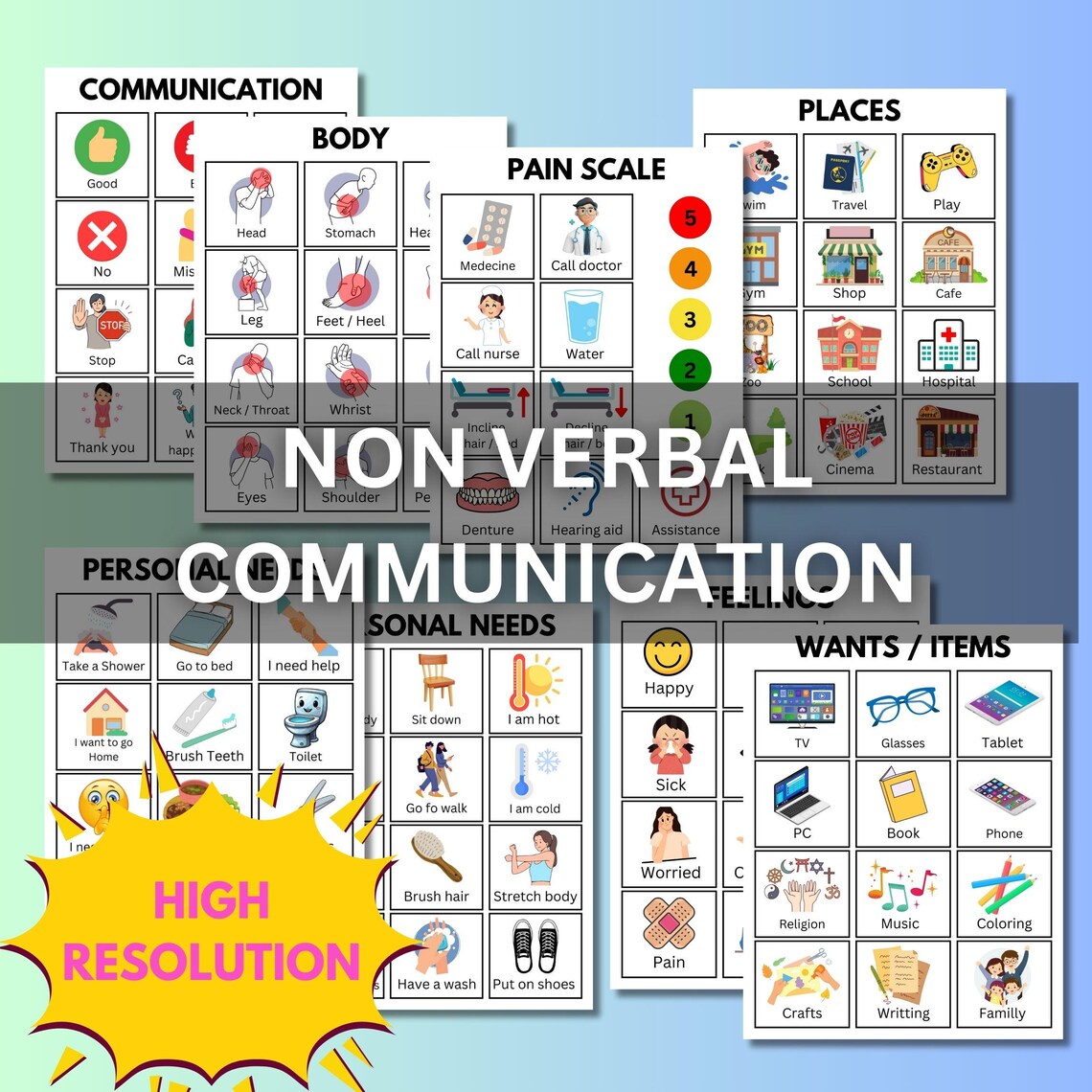 Non-verbal Communication Flashcards Autism Senior Hospital Use ...