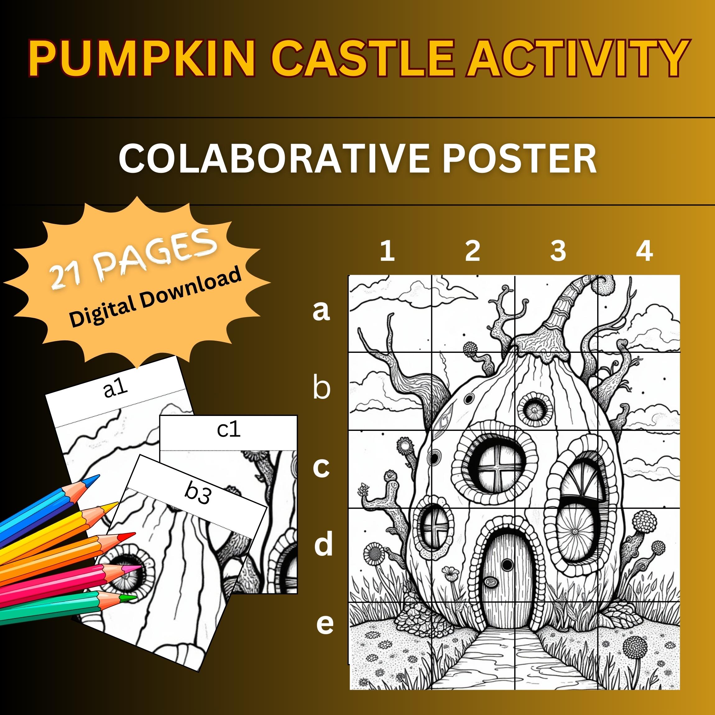 Pumpkin Castle Coloring Page Assemble and Color Digital PDF Coloring ...