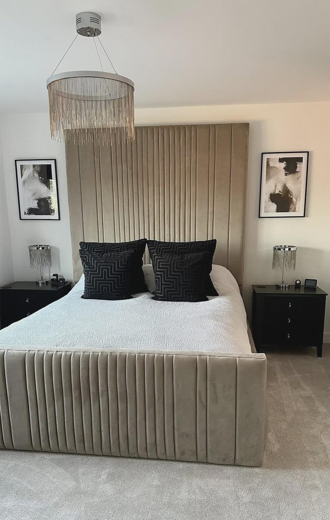 Luxury Floor-ceiling Headboard Bed Frame Ottoman Gas Lift Storage ...
