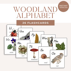 Woodland Alphabet Flashcards, Digital Printable Instant Download - Etsy