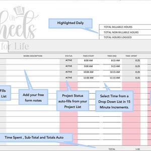 Time Tracker -time Spent Summary - Time Sheet -monthly - Daily Time ...