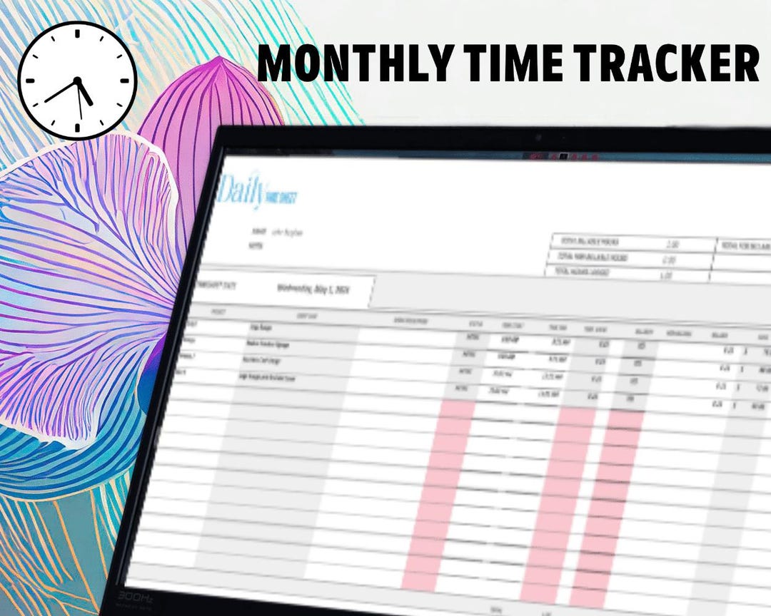 Time Tracker -time Spent Summary - Time Sheet -monthly - Daily Time ...